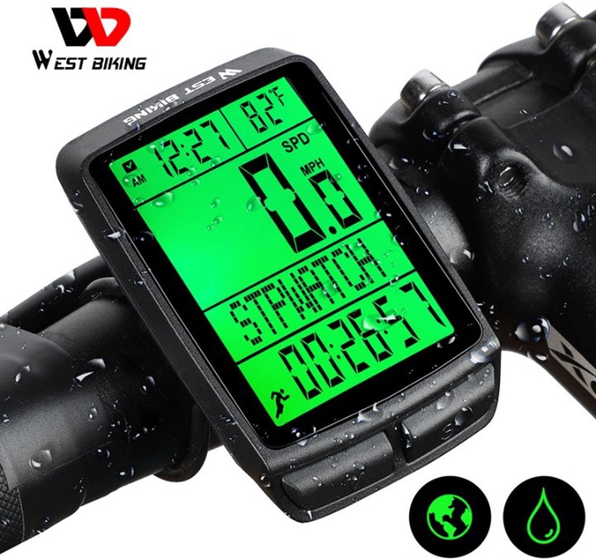 WestBiking Kilometerteller fiets – Waterbestendig – 5 Talen – Zwart ...