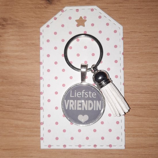 Sleutelhanger met teksthanger Liefste vriendin grijs /wit | bol.com