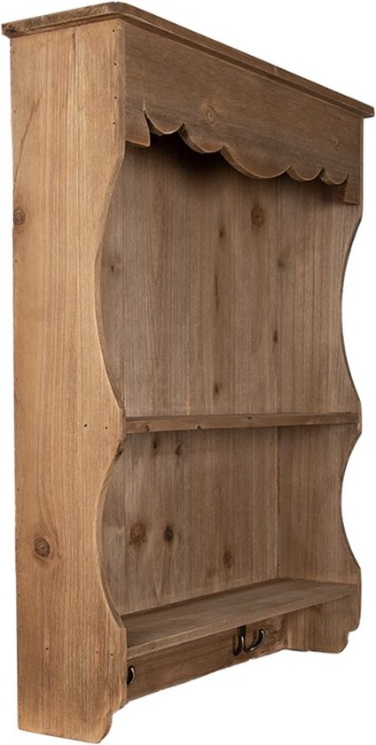 Wandrek 47x12x60 cm Bruin Hout Rechthoek Muurrek Opbergkast | bol
