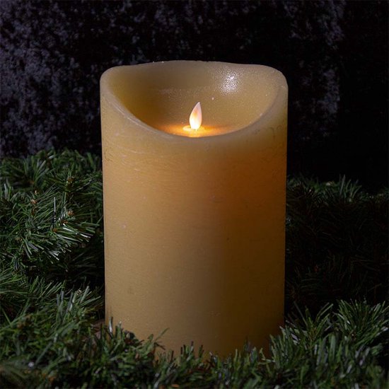 LED Wax kaars ivoor met vlam effect - voor binnen - 25cm | bol.com