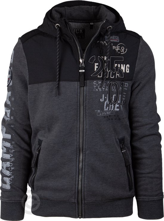 Camp David, Hooded Sweatjack Blue Crew Zwart (XL) | bol.com