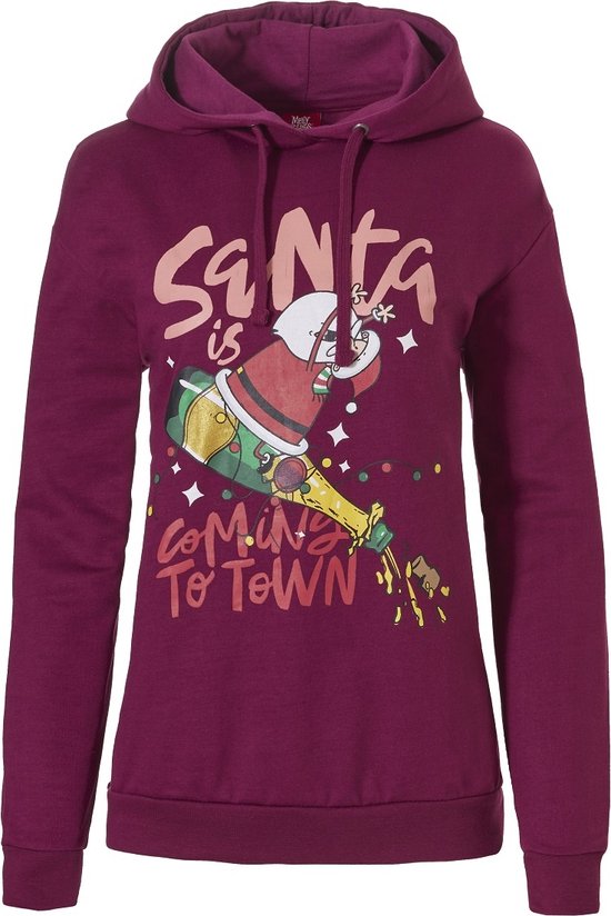 Dames Kersttrui Met Capuchon Santa Is Coming To Town Hoodie Kerst Print ...