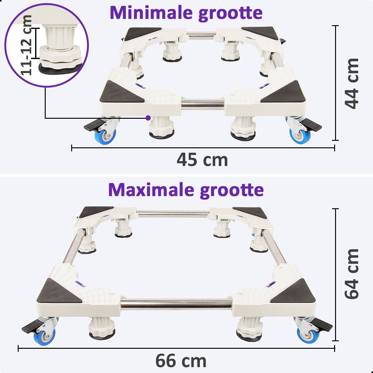 AWEMOZ Verstelbare Universele Wasmachine Verhoger 44x45cm tot 64x66cm ...