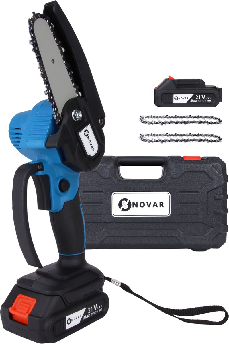 Mini tronçonneuse Novar - Avec batterie - Scie à branches - Scie à ...