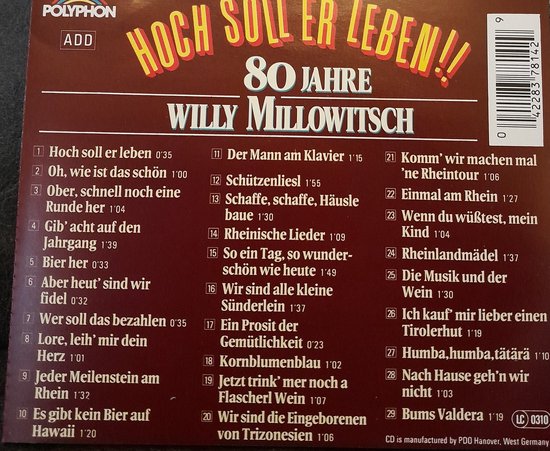 Hoch soll er Leben - 80 Jahre Willy Millowitsch von W..., Willy ...