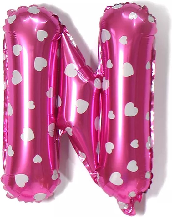 SemDeco - Letter Ballon - Roze met hartjes - Letter N - 40cm | bol.com