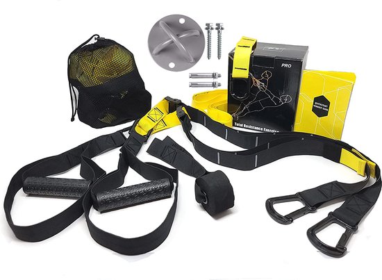 MJ Sports Premium TRX Suspension Trainer Set Inclusief Plafondhaak ...