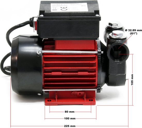 Zelfaanzuigende dieselpomp 230V met 60 l/min voor diesel- en stookolie ...