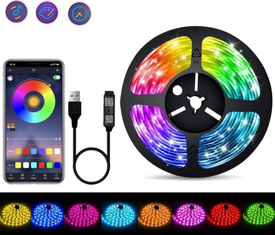 HBL Lighting® LED-Strip 5 Meter - Bediening via App - Multi-colour ...
