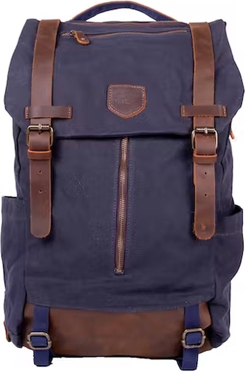 Rugtas Heren. Waterdicht waxed canvas. Alaskan Maker. Marineblauw ...