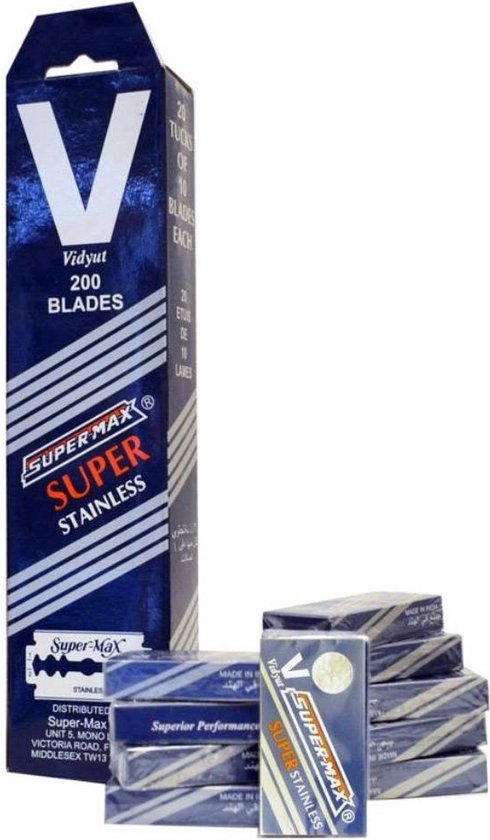SuperMax Super Stainless Double Edge Razor Blades - 200 Mesjes - 3 ...
