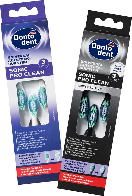 Dontodent Universele opzetborstels Sonic Pro Clean, 3 stuks | bol.com