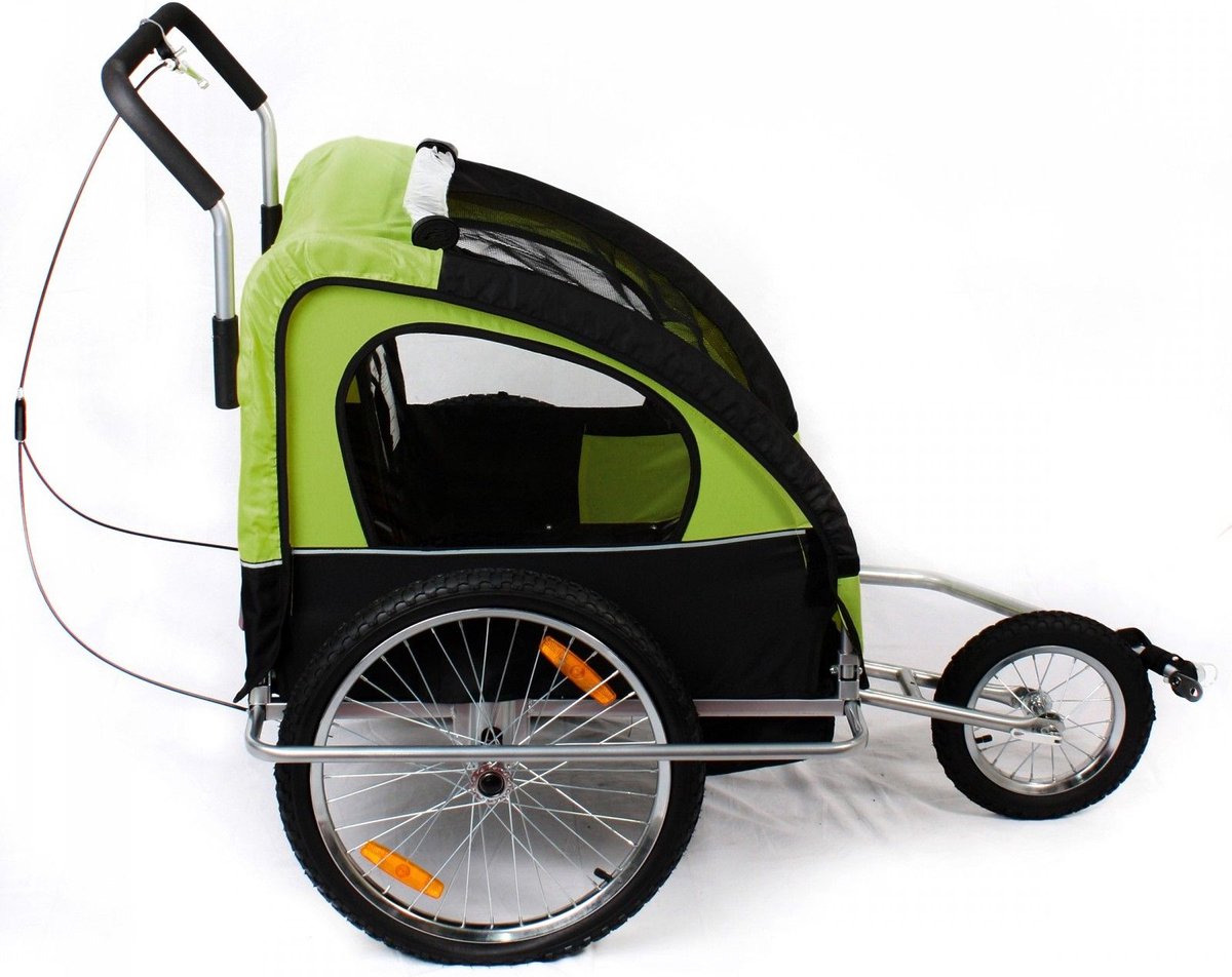 Fietsaanhanger fietskar kinderfietskar jogger in groen/ zwart | bol.com