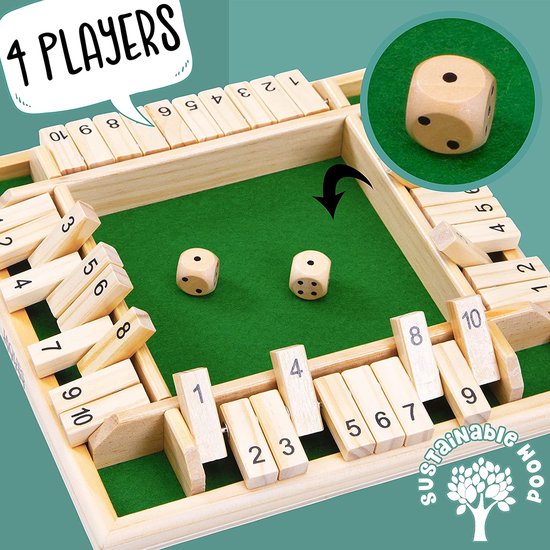 Sluit de doos - Zinaps Wooden Board Game, Classic Dice Game Board Toy ...