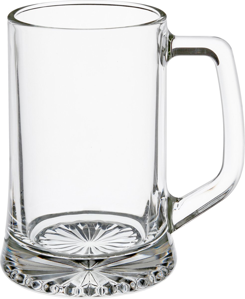 Bierglazen/bierpullen - 8x stuks - handvat - transparant - 320 ml - 9 x 12 cm | bol.com