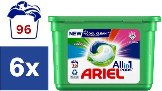 Ariel Color All in One Pods - 6 x 16 pods | bol