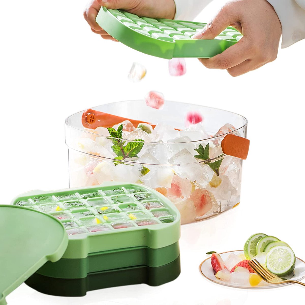 Delihom ijsblokjesbak met deksel met ijsemmer ijsemmer 3 lagen 90 ...