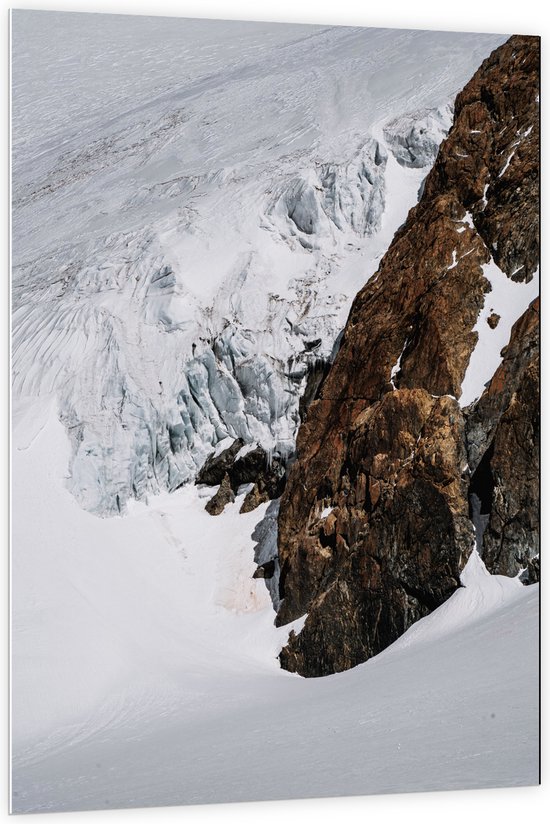 WallClassics - PVC Schuimplaat- Bruine Berg met Sneeuw - 100x150 cm ...