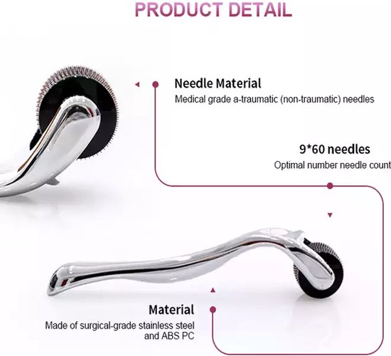 Dermarolling - Titanium dermaroller - 540 actie premium silver- 0.5mm ...