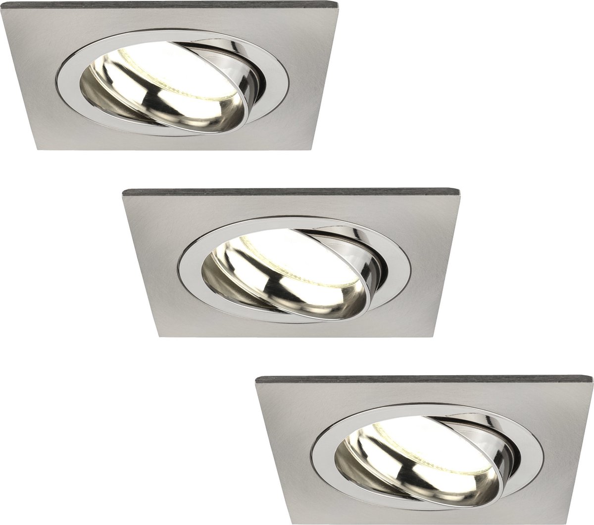 Ledvion 3x Inbouwspots Sevilla, Dimbare LED Lamp, RVS, 5W, 4000K, 92mm ...