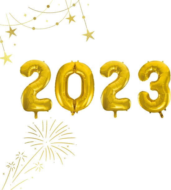 Folie cijferballon 2023 goud / cijferballonnen 2 - 0 -2 - 3 goud ...