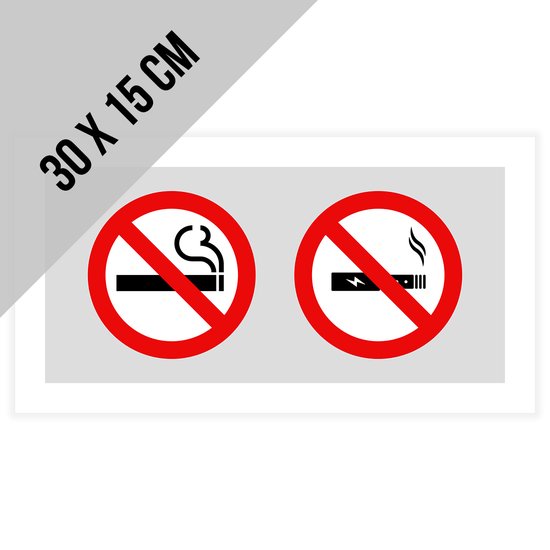 Pictogram/ bord | Verboden te roken/ E-sigaret verboden | 30 x 15 cm ...