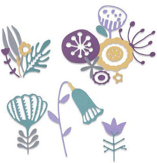 Sizzix Thinlits Die Set - 22PK Folk Florals 664452 Jenna Rushforth | bol.com