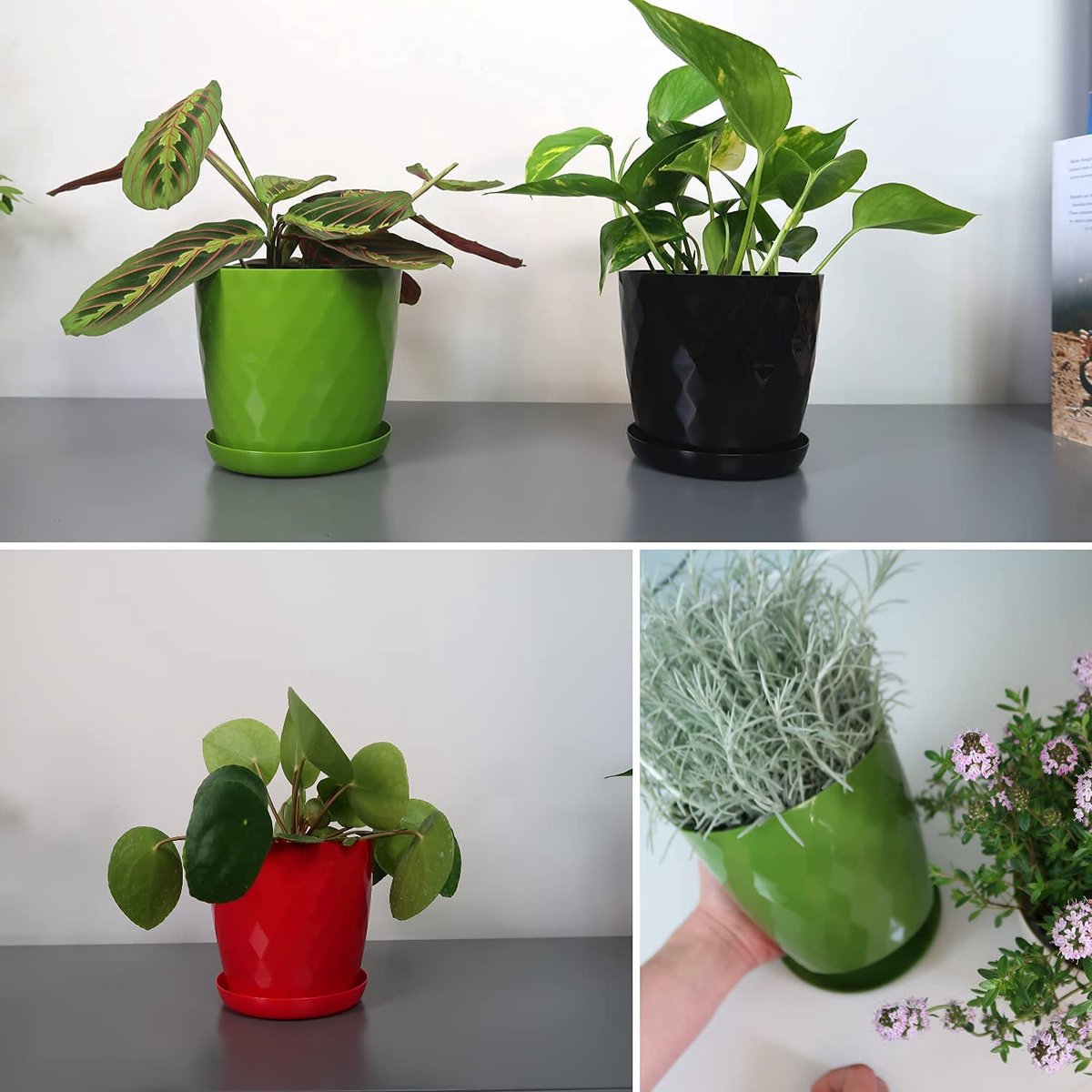 ORTEN Plantenpot Binnen Plastic Bloempotten met Schotel Alle ...