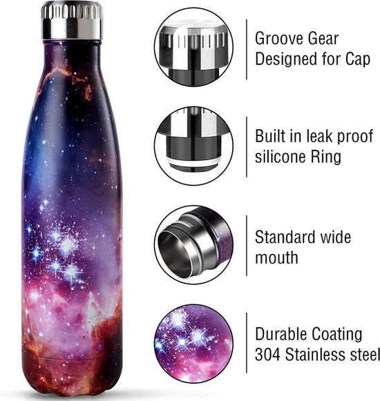 Enlifety Roestvrij Staal Waterfles, 350 ml Dubbelwandige Vacuüm ...