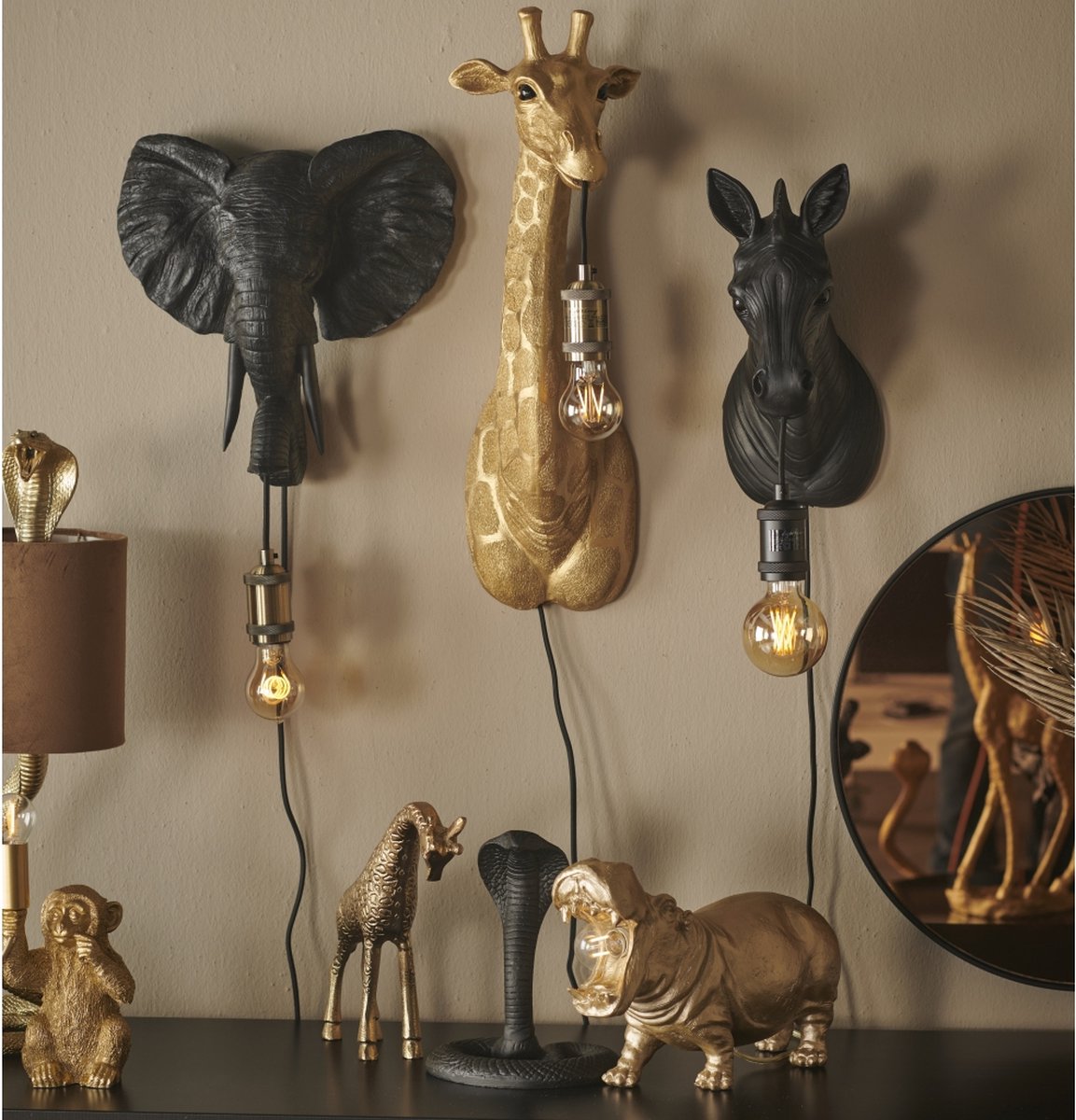 Light & Living - Wandlamp Zebra Zwart - Polystone Zwart - 35x25x16cm ...