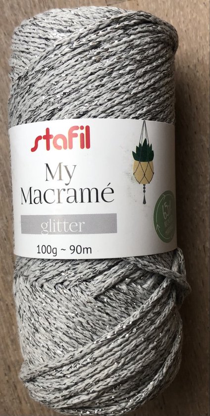 Stafil-My Macrame-Glitter-100gram-2mm-breien-haken-handwerk-Grijs Stone ...