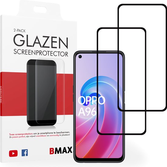 2-pack BMAX OPPO A96 Screenprotector - Full Cover - Gehard glas ...
