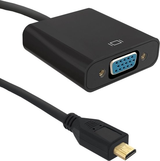 Qoltec Micro HDMI D male Adapter | VGA-vrouw | +3,5 mm audio | 0,2m ...