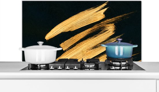 Spatscherm keuken 100x50 cm - Kookplaat achterwand Goud - Verf ...