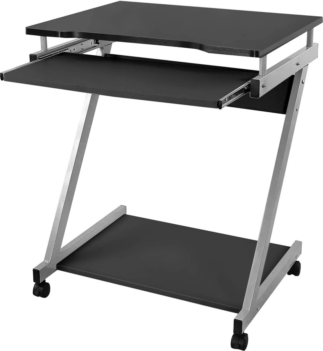 Berkatmarkt - Bureau, computertafel met 4 wielen, 2 daarvan met remmen ...