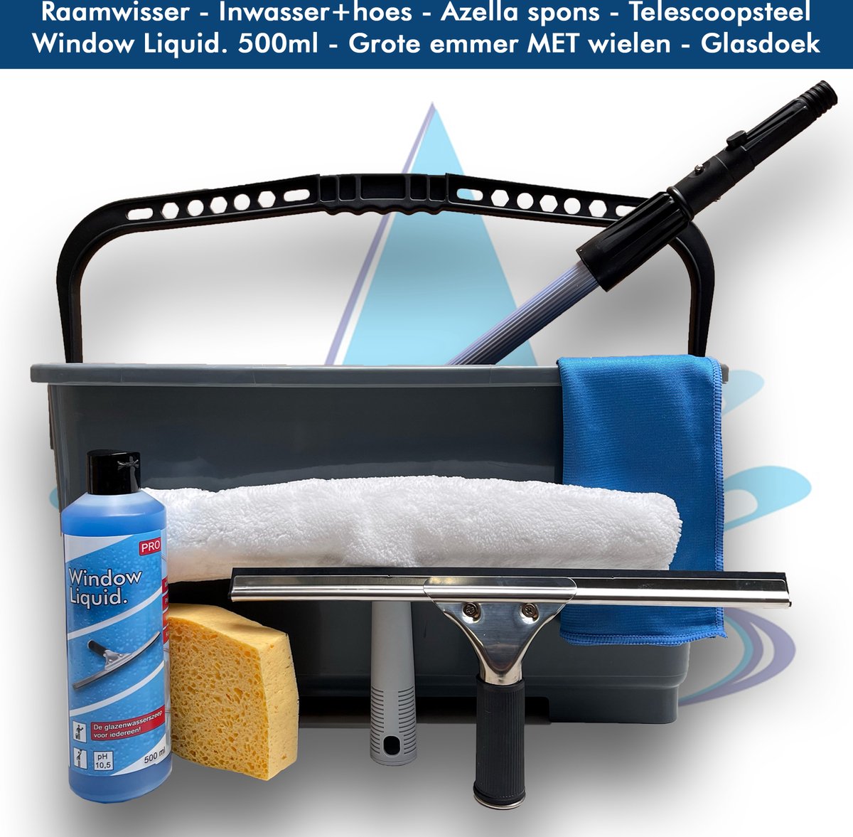 Raamwas SET 35cm - 1,20m Telescoopsteel - Raamwisser - Ramen Wassen Set ...