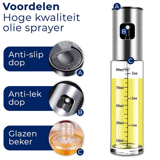 Knutz® -Olijfolie sprayer set - Oliefles - Bakspray - Olie verstuiver ...