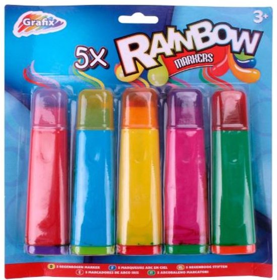 Rainbowmarkers set van 5 stuks Grafix - Regenboog stift | bol
