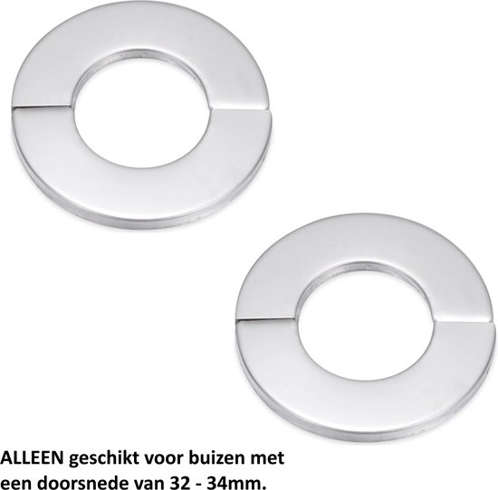 Zilver kleurige buisrozet voor buizen Ø 32 - 34mm - Voor buisomtrek 100 ...