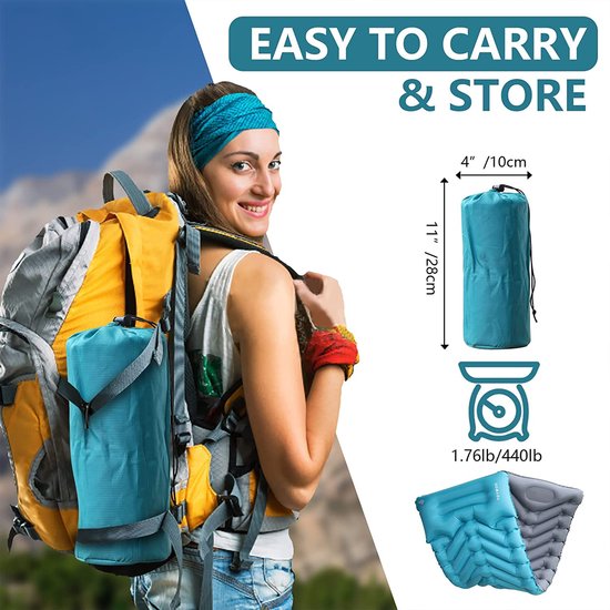 Camping-isomat, 3,7 inch dikke opblaasbare slaapmat met voetpers van ...