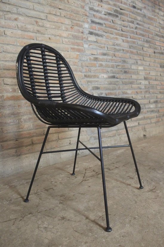 Rotan eetkamerstoel vivalo - Zwart | bol.com