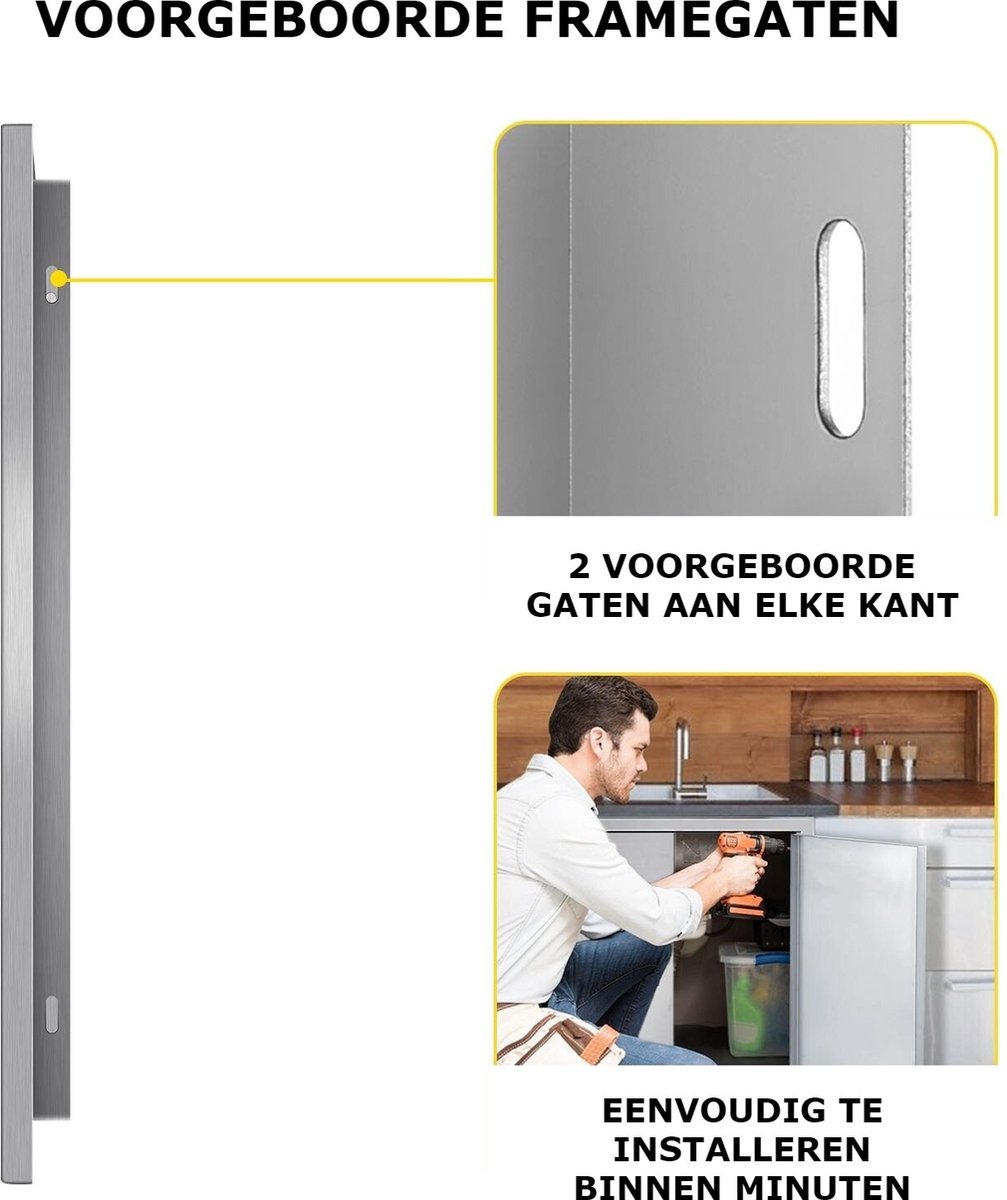 SunLion® Roestvrijstalen kast - BBQ kast - dubbel deur - Aanrecht kast ...