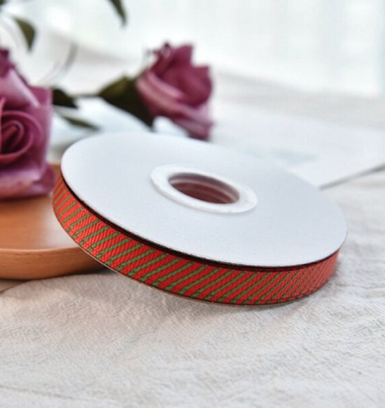 Kerstlint - ROODGROEN - 22M lang 10mm breed- - cadeau lint - inpak lint ...