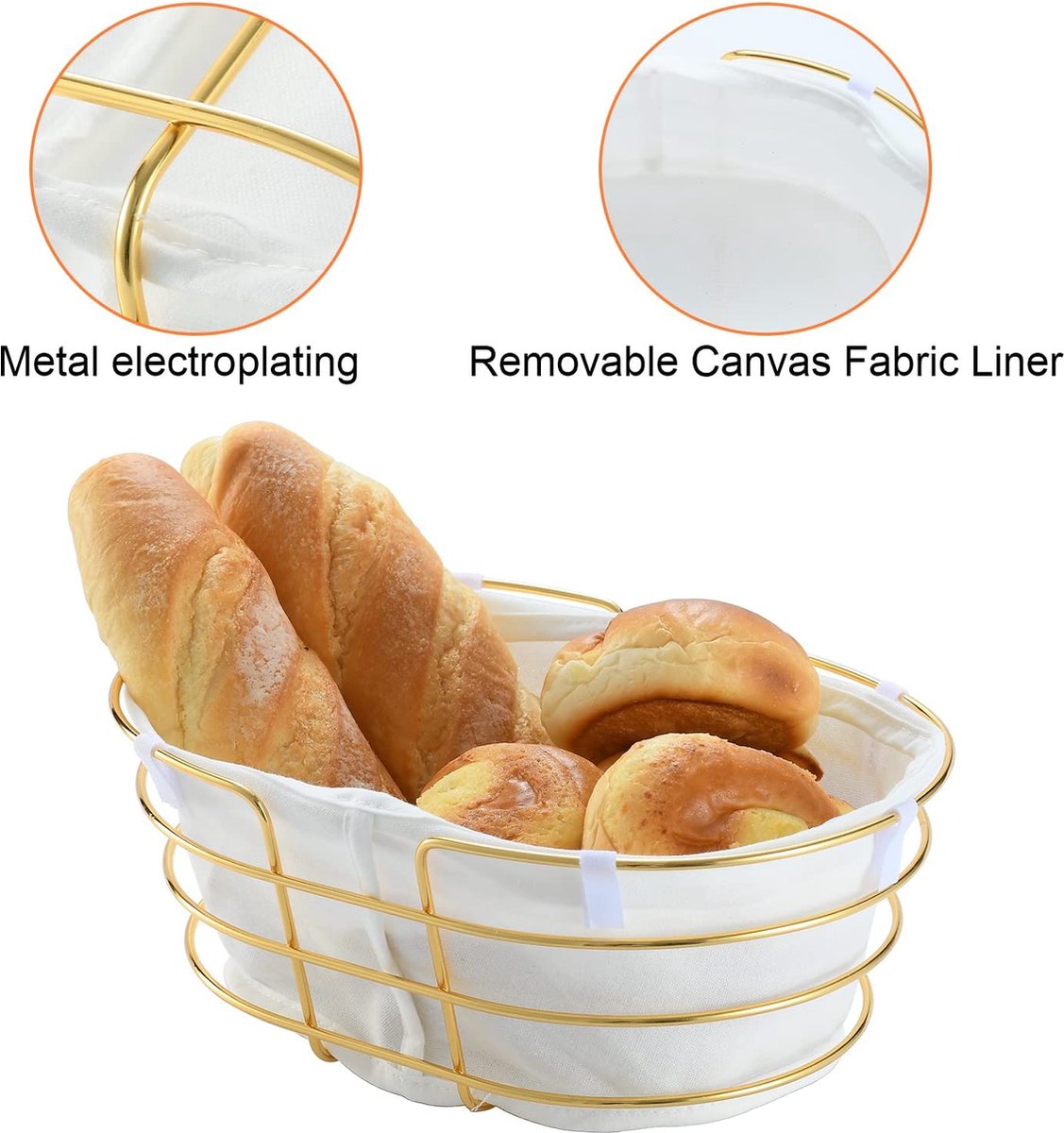 Broodmand voor tafelbroodmand met linnen doek fastfoodmand metalen ...