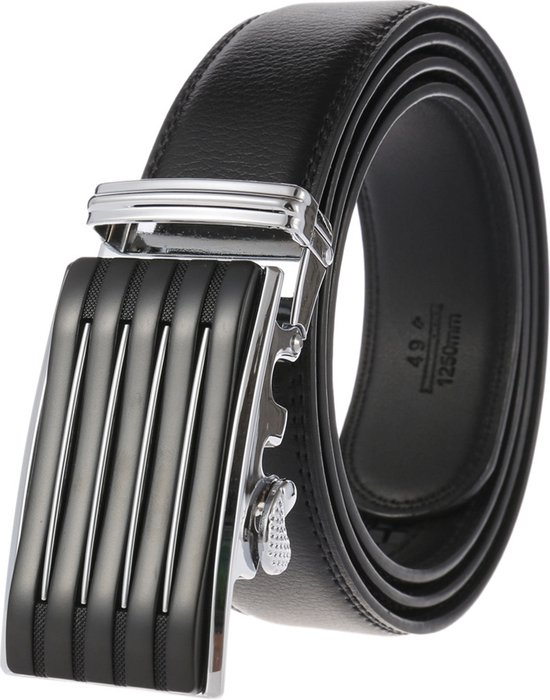Plyesxale-Riem Heren -Leder Herenriem automatische gesp - Zwart Lederen ...