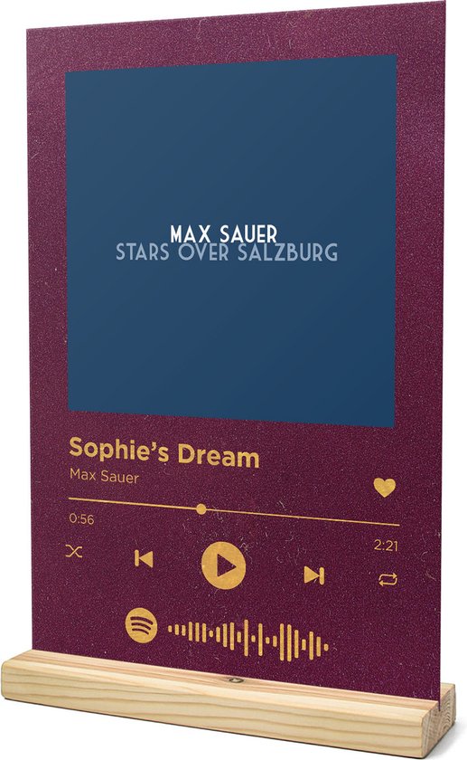 Songr Spotify Muziek Bordje - Sophie's Dream - Max Sauer - 20x30 - Rood ...