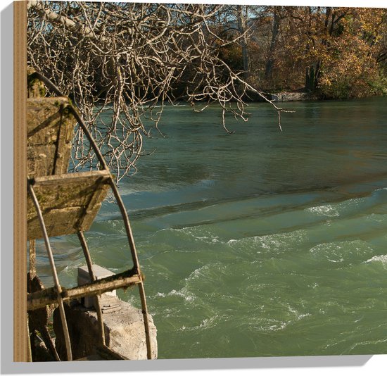 Hout - Stromend Water in een Rivier - 50x50 cm - 9 mm dik - Foto op ...