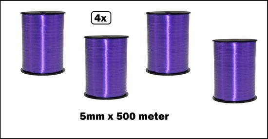 4x Krullint paars 5mm x 500meter krul lint kerst thema feest decoratie ...