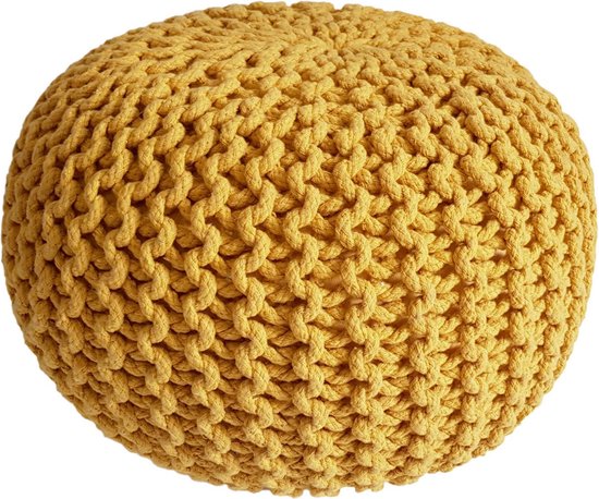 SVJ Poef Rond - 45 x 45 x 30 cm - Katoen - Geel | bol
