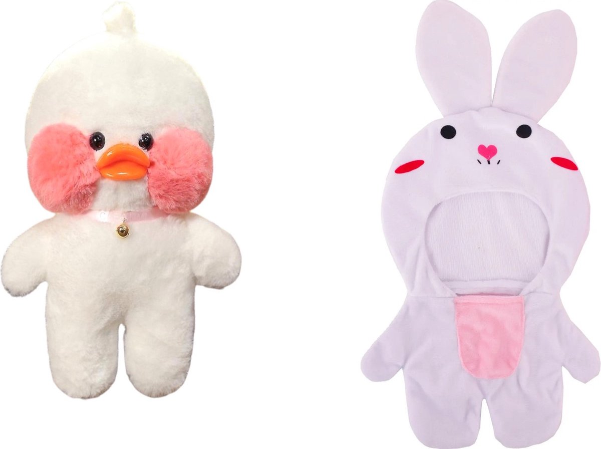 Klikkopers® - Paper Duck knuffel - Konijn Kostuum - 30 cm - Paper Duck ...